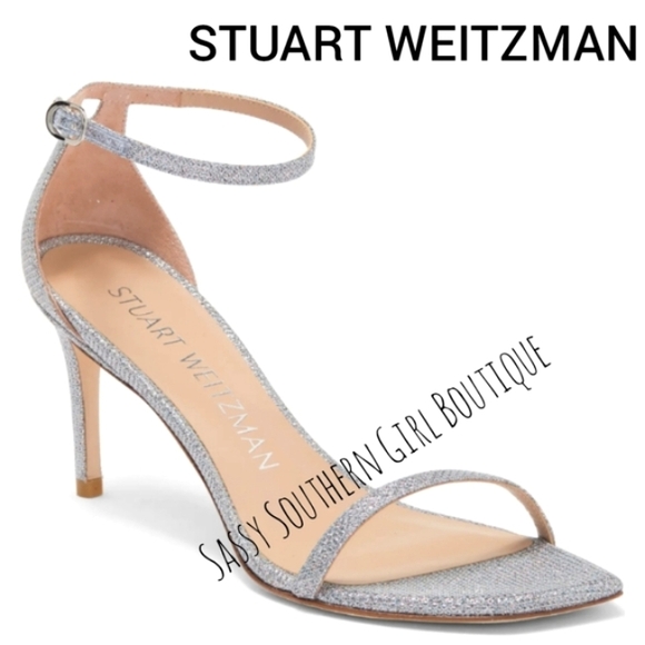Stuart Weitzman | Shoes | Stuart Weitzman Silver Metallic Heel Sandals ...